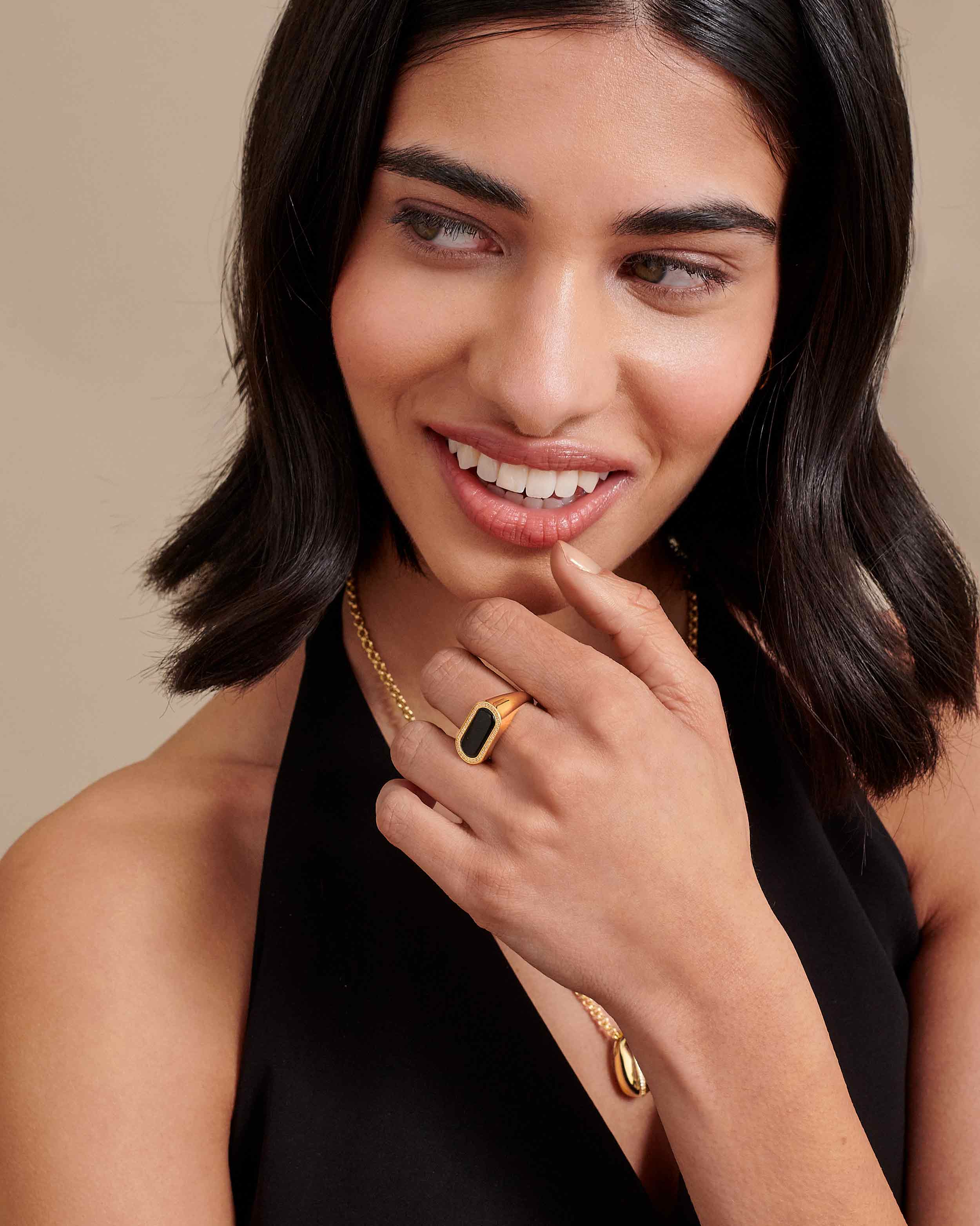Charlotte Collins Black Onyx Statement Ring | 18k Gold Plated – EDGE of ...