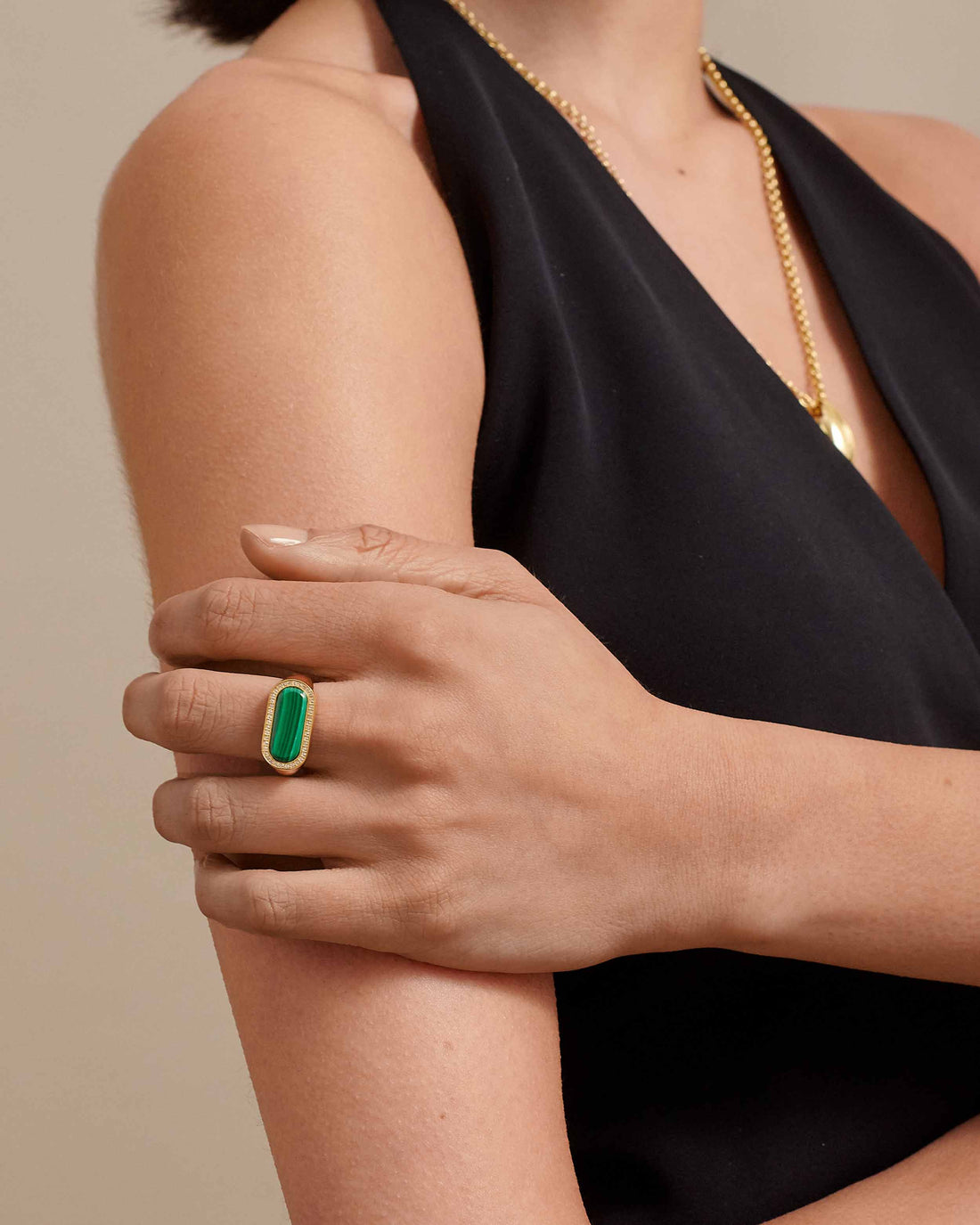 Charlotte Collins Malachite Statement Ring | 18k Gold Plated – EDGE of ...