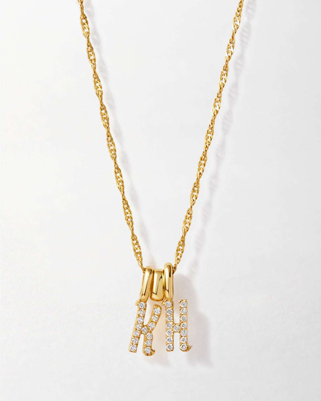 Double Initial Diamond Necklace | 14ct Gold and Diamond – EDGE of EMBER