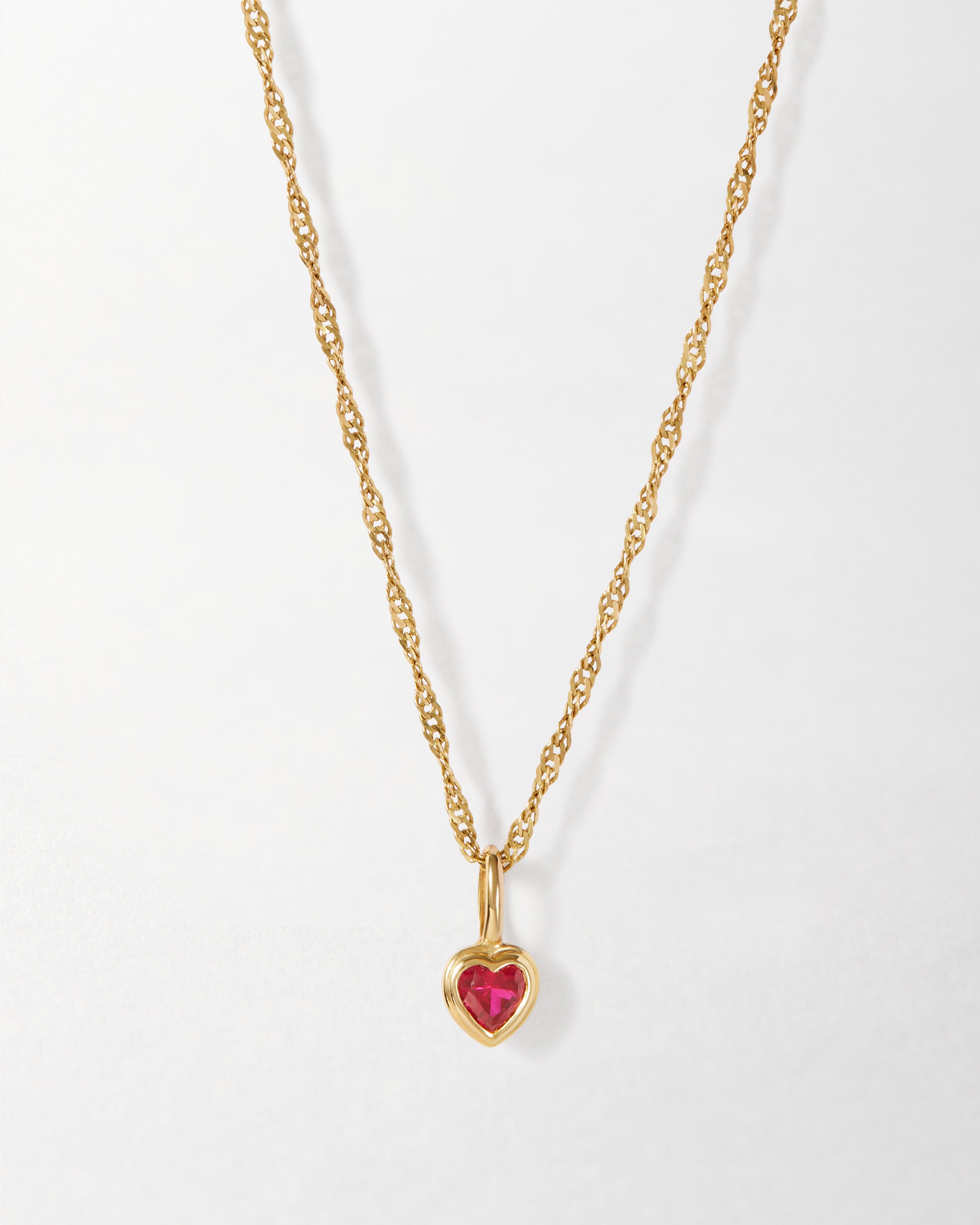 Solid Gold Large Heart Ruby Necklace – EDGE of EMBER