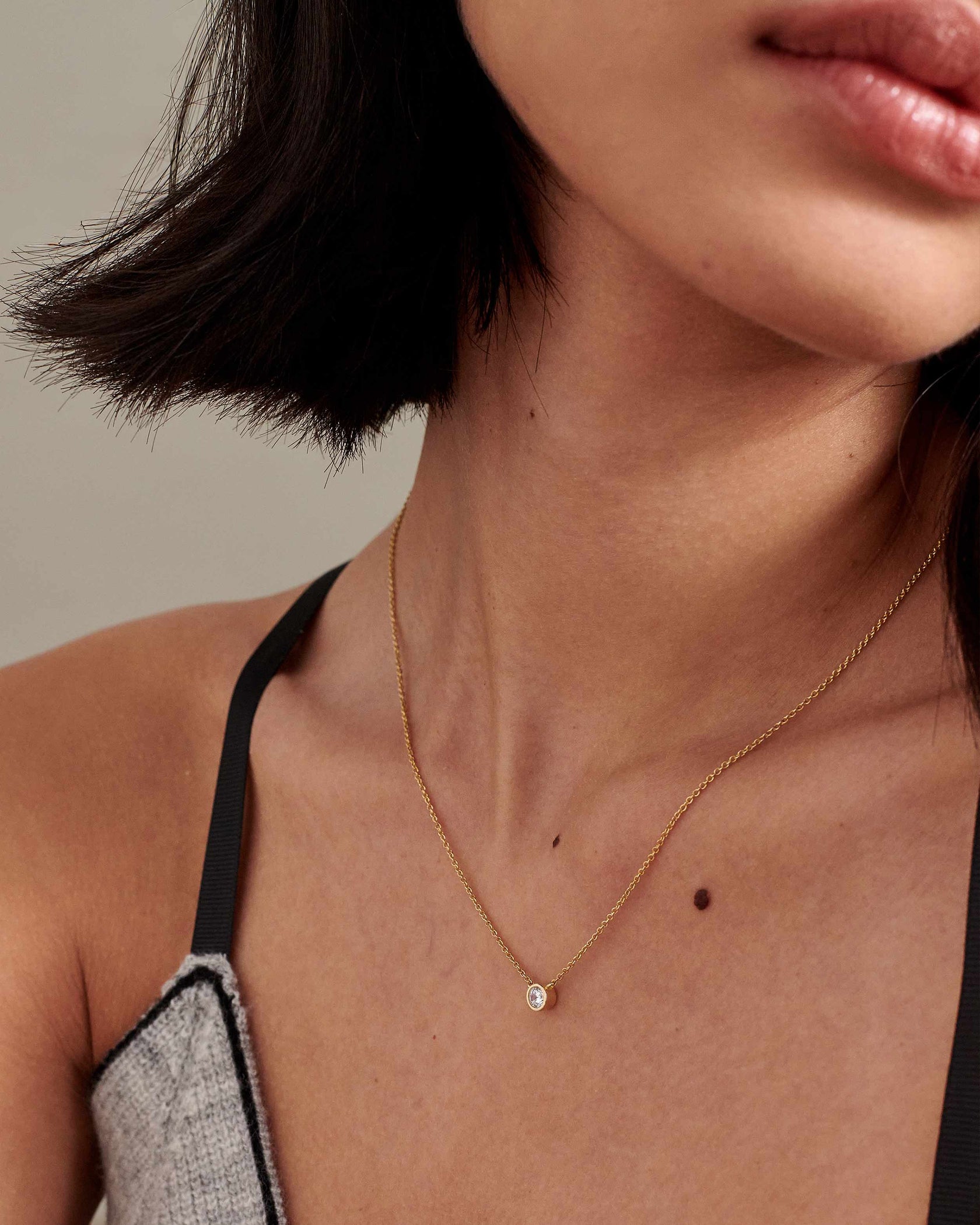 Large Solitaire Diamond Necklace |14ct Gold Jewellery – EDGE of EMBER