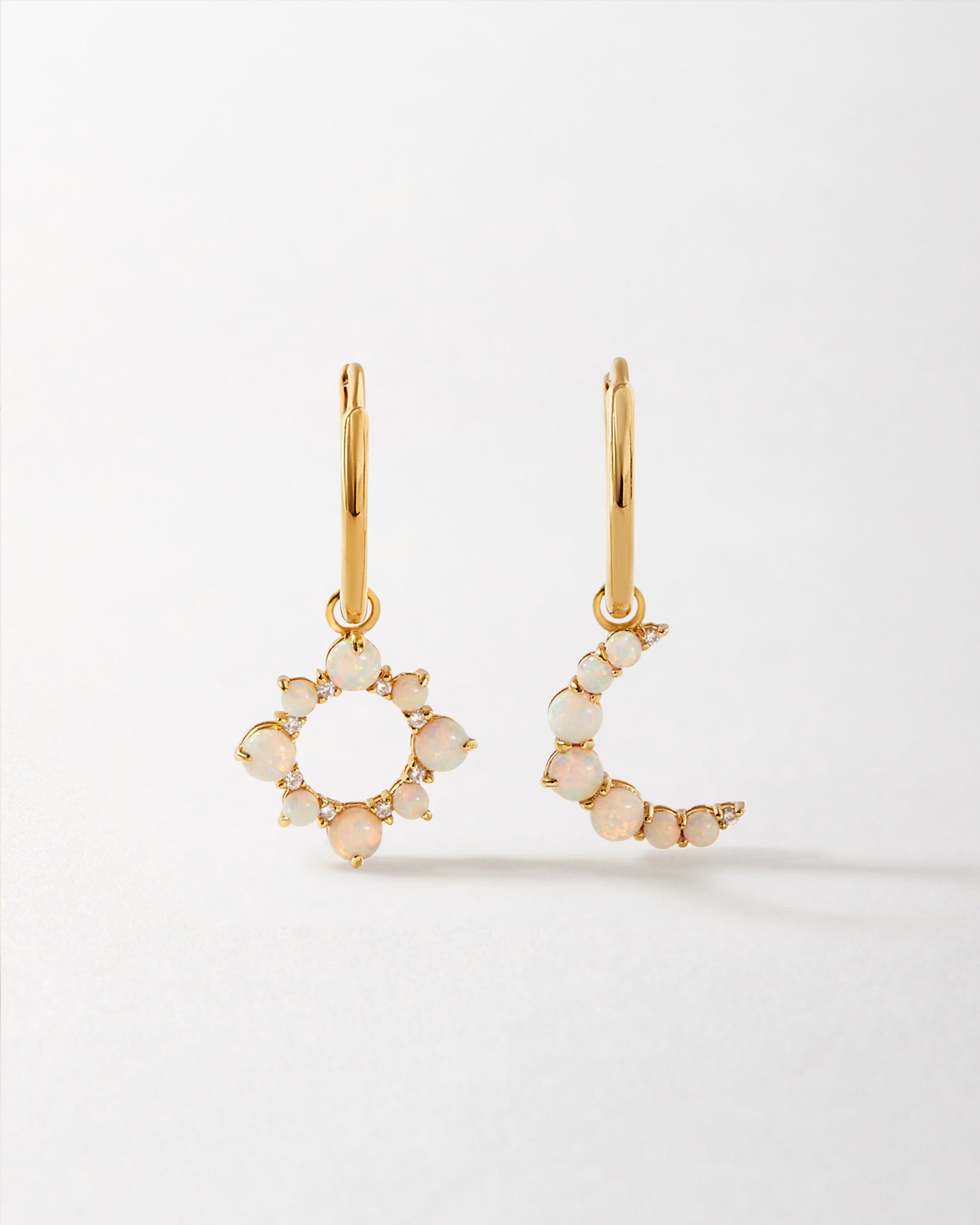 Solar Crescent Opal Drop Earrings | 14ct Gold, Opal & Diamond Jewellery ...