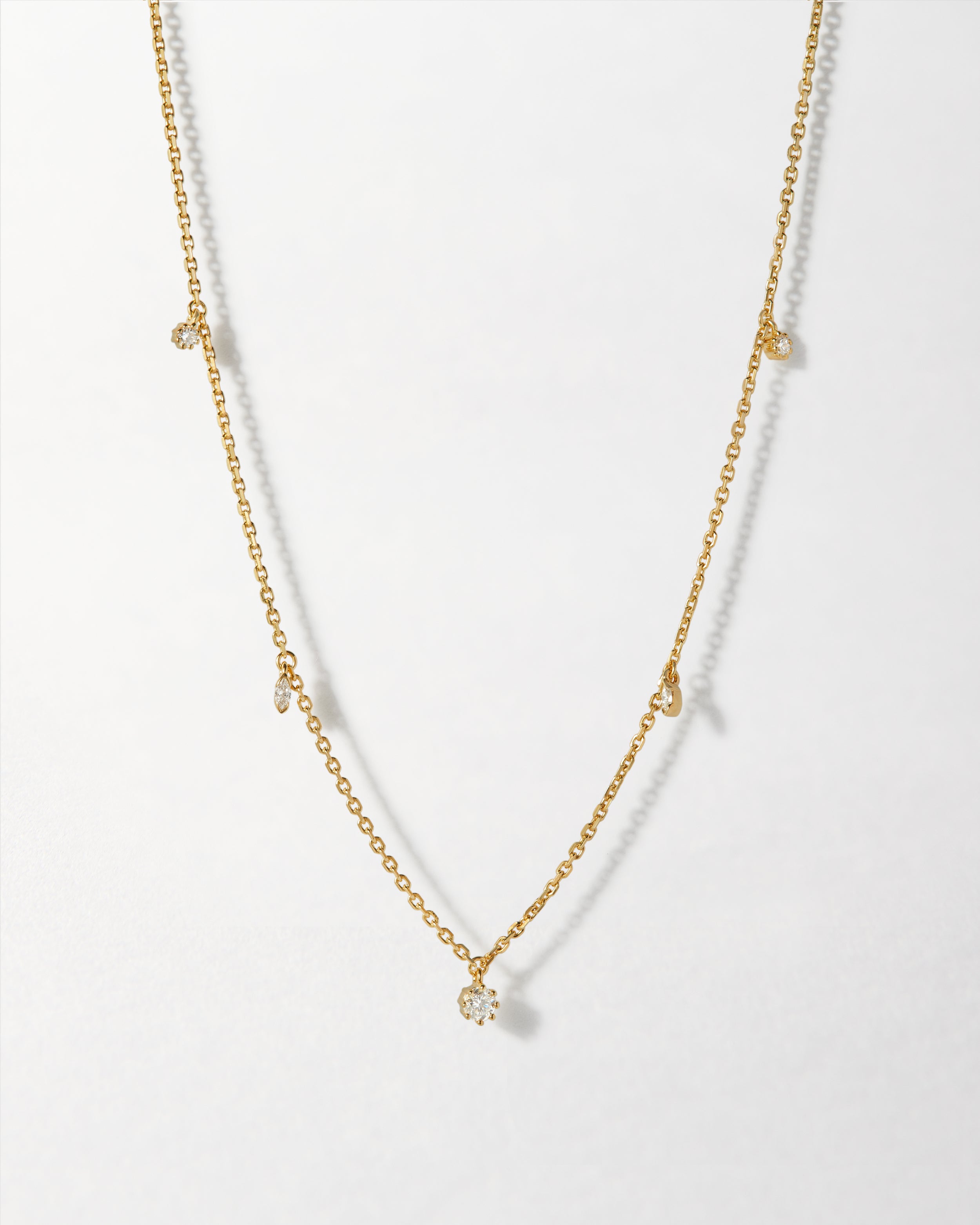Marquise Solitaire Station Diamond Necklace | 14ct Gold and Diamond ...