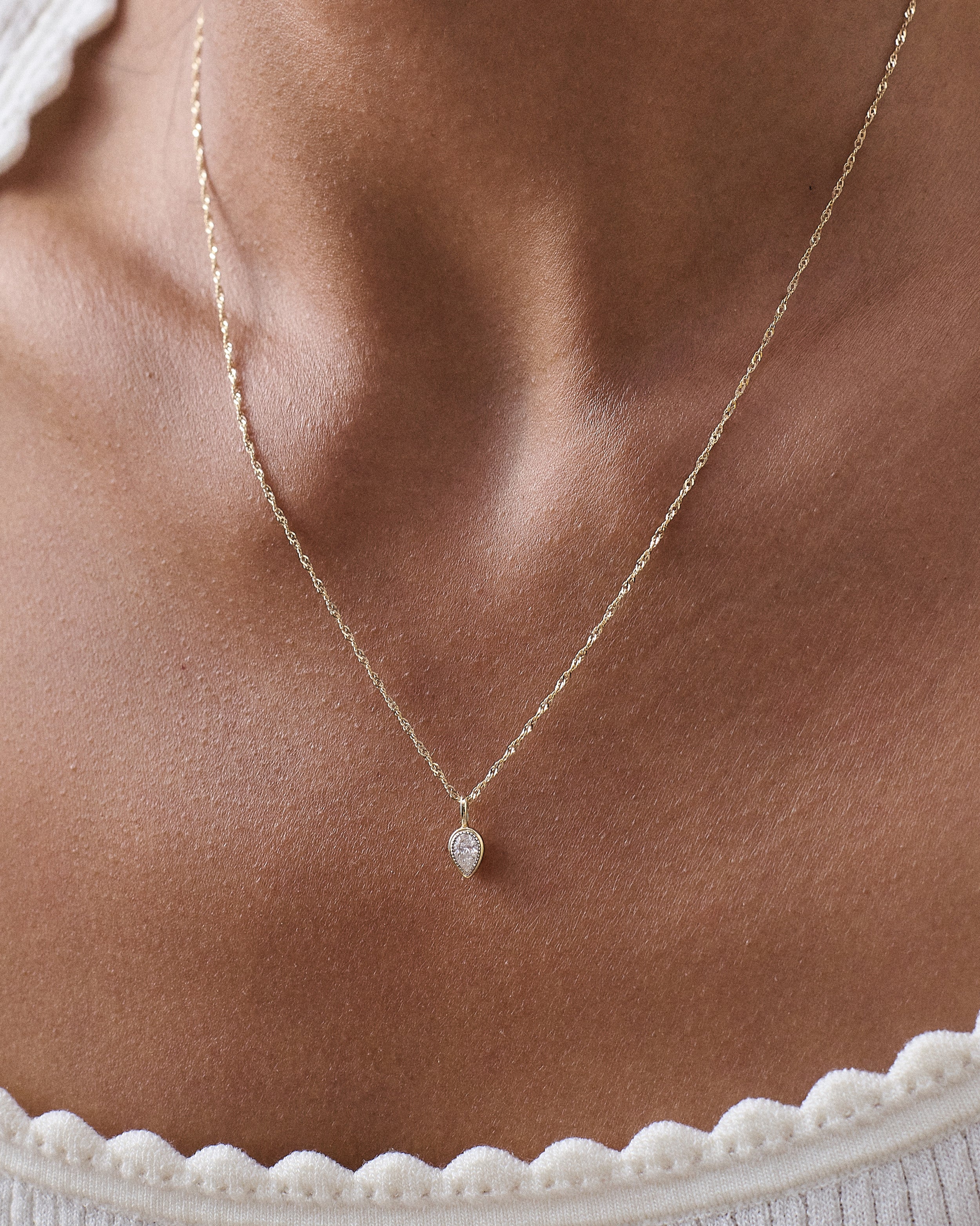 Pear Cut Lab-Grown Diamond Necklace | 14ct Recycled Gold – EDGE of EMBER