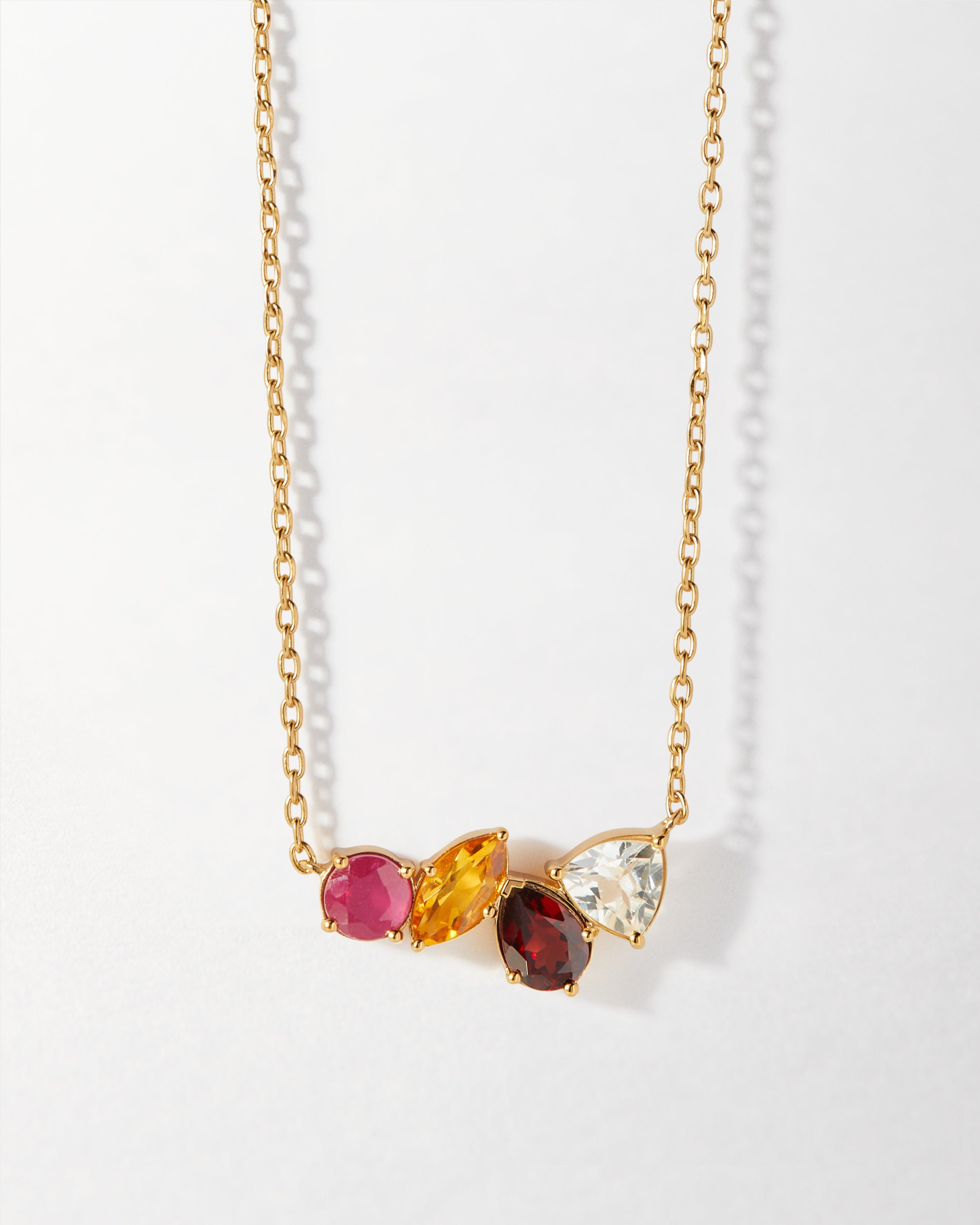 Quartet Customised Gemstone Necklace | 18k Gold Plated Sterling Silver ...