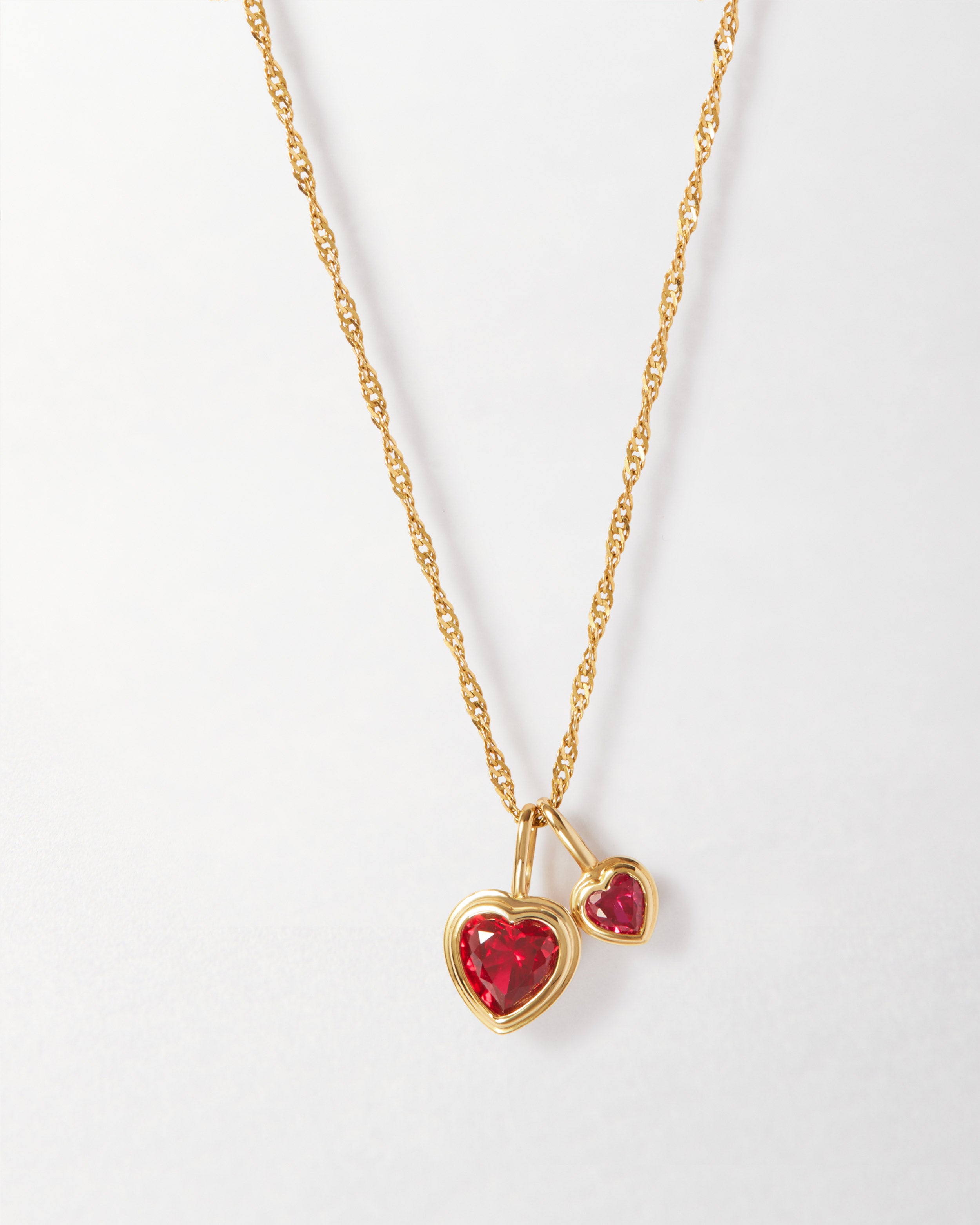 Solid Gold Heart Set Necklaces - Ruby – EDGE of EMBER