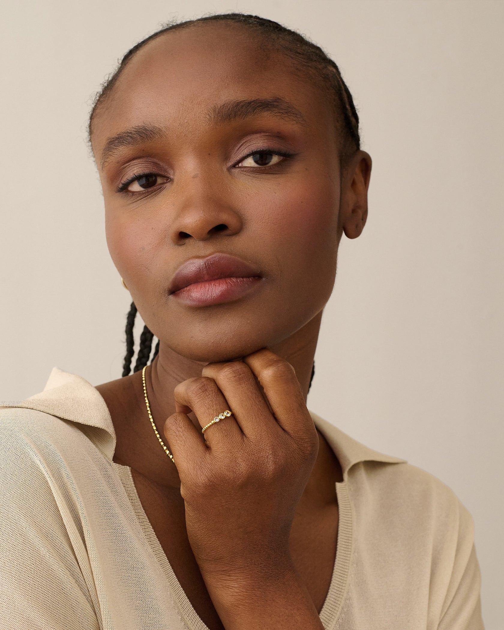 Serena White Sapphire Ring | 18k Gold Plated with White Topaz – EDGE of EMBER