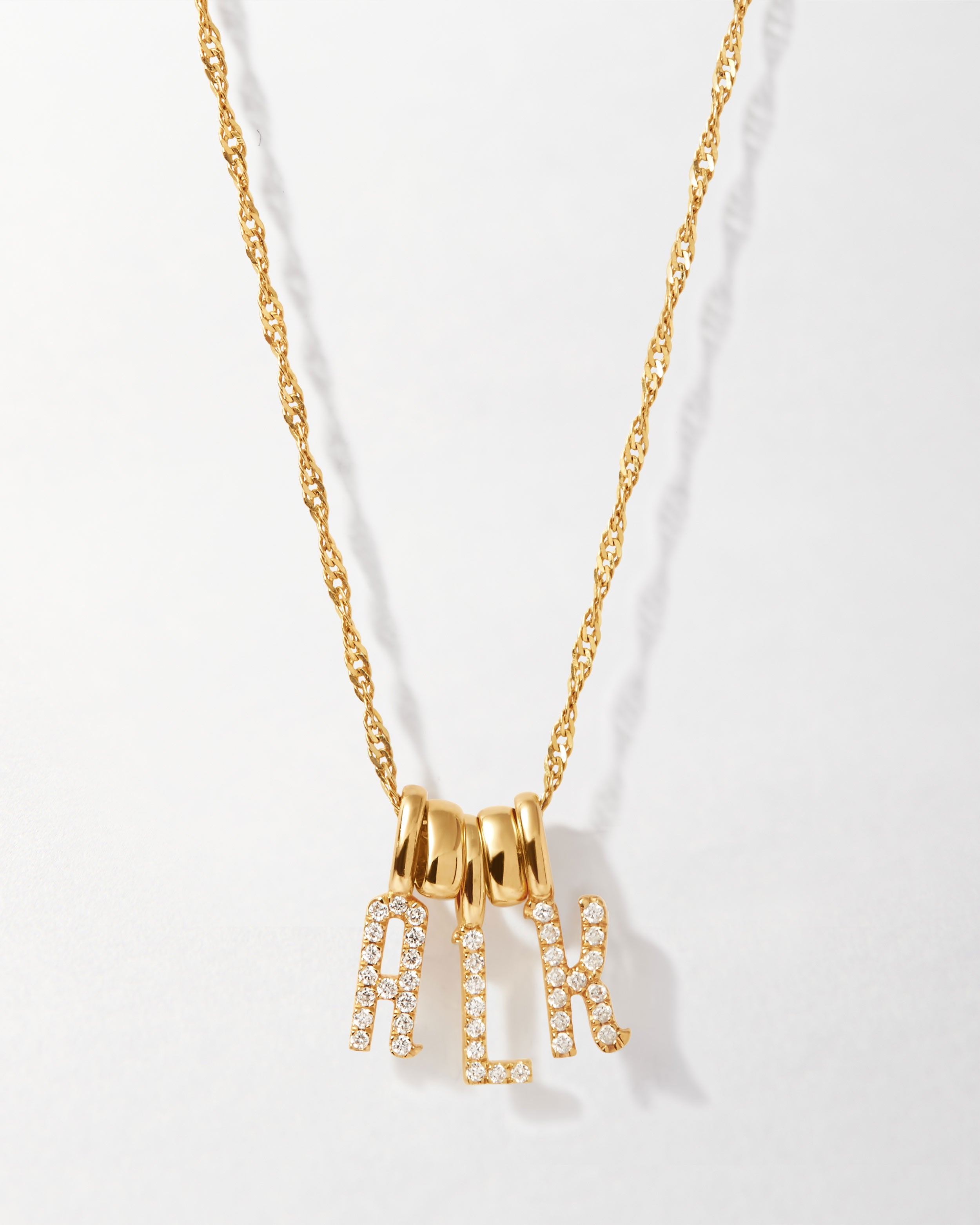Triple Initial Diamond Necklace | 14ct Solid Gold and Diamond – EDGE of ...