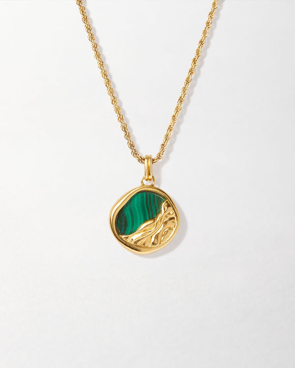 Victoria Malachite Necklace Gold EDGE of EMBER