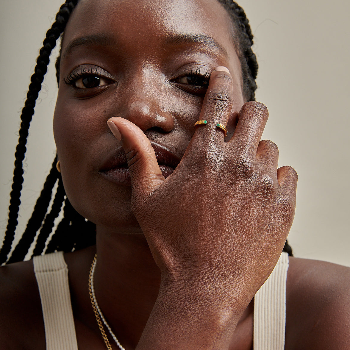 Textured Emerald Stacker Ring | 18k Gold Plated – EDGE of EMBER