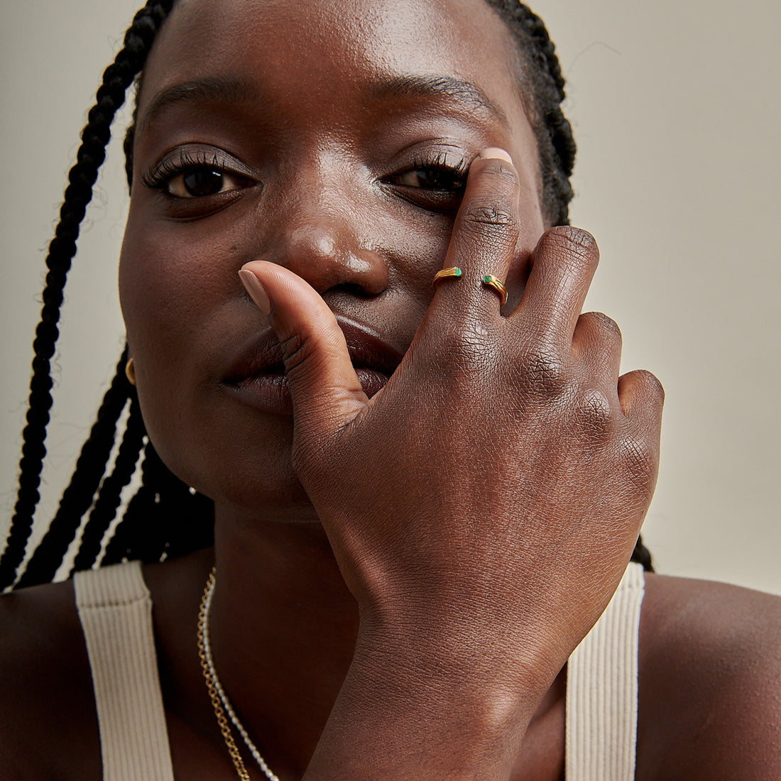 Textured Emerald Stacker Ring | 18k Gold Plated – EDGE of EMBER