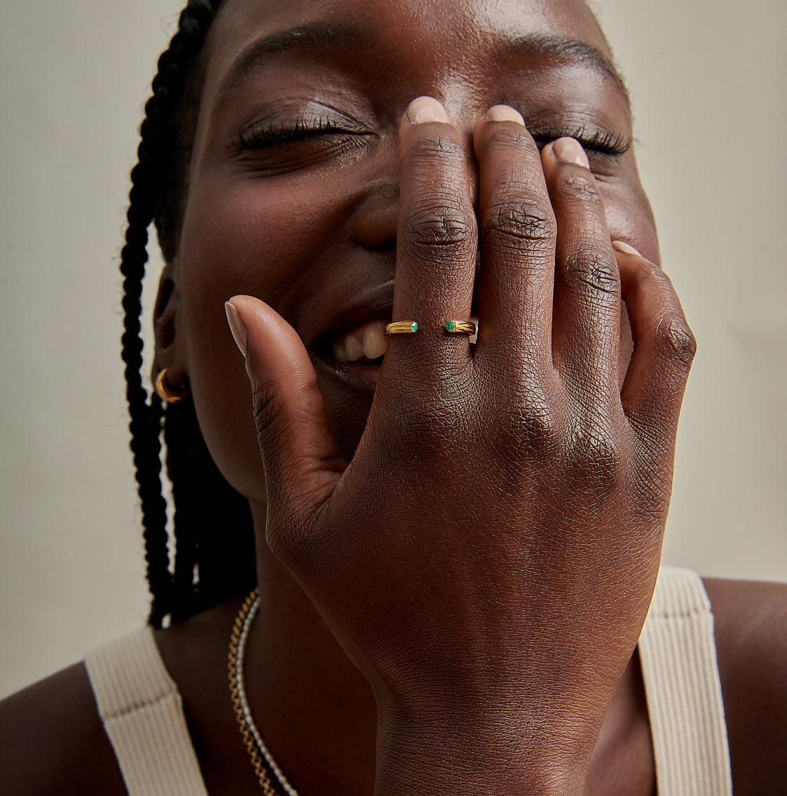 Victoria Textured Emerald Stacker Ring – EDGE of EMBER