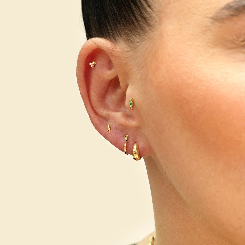 Lightning Bolt Piercing Earring | 14ct Solid Yellow Gold – EDGE of EMBER