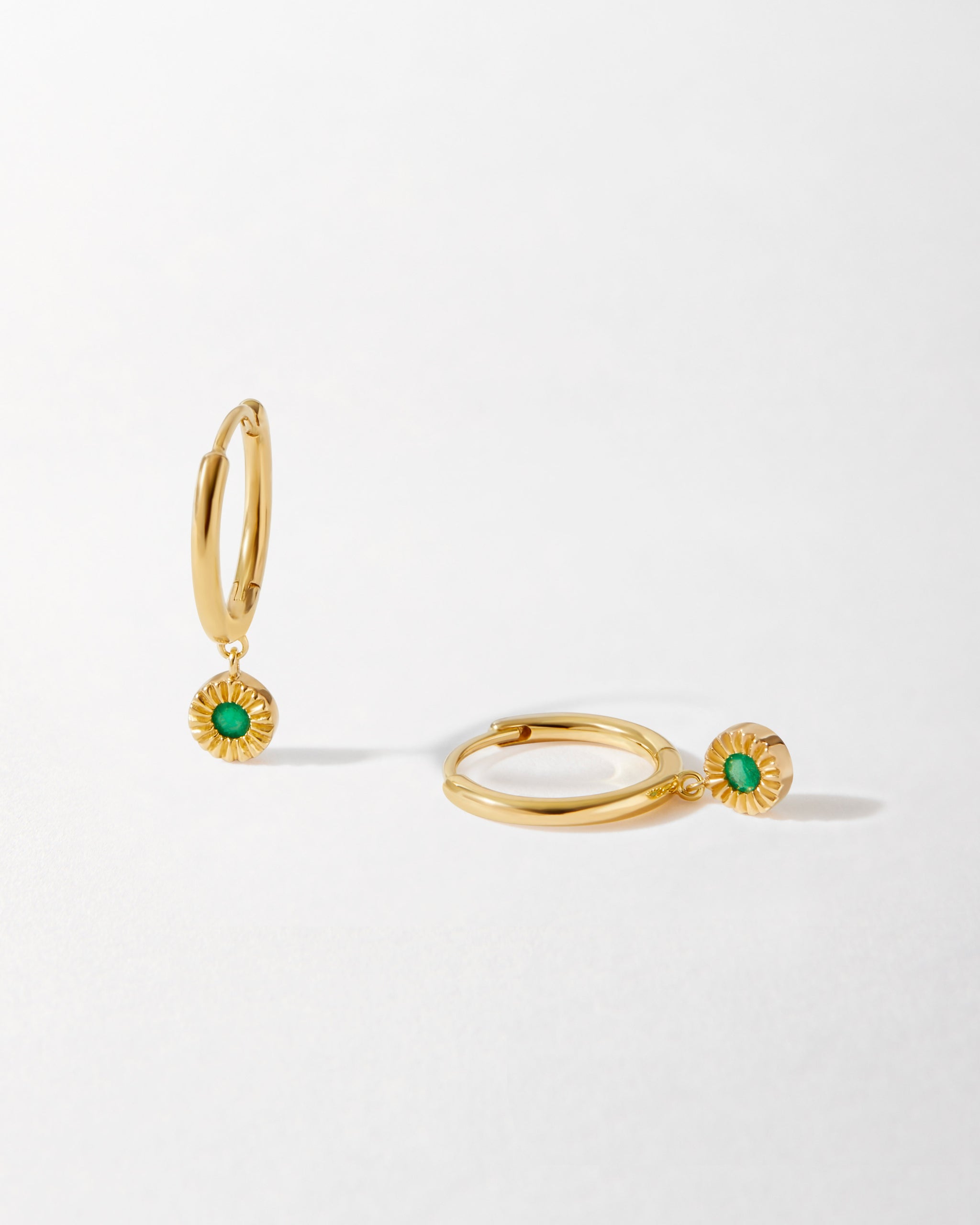 Sun Ray Emerald Piercing Earring | 14ct Solid Yellow Gold – EDGE of EMBER