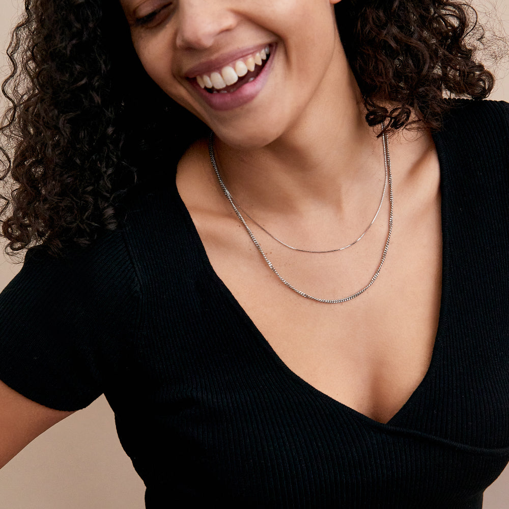 Delicate Sterling Silver Box Chain Necklace – EDGE of EMBER